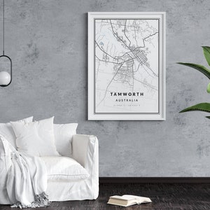 Tamworth City Map Print | Tamworth Poster | Wall Art | Geographic Print ...