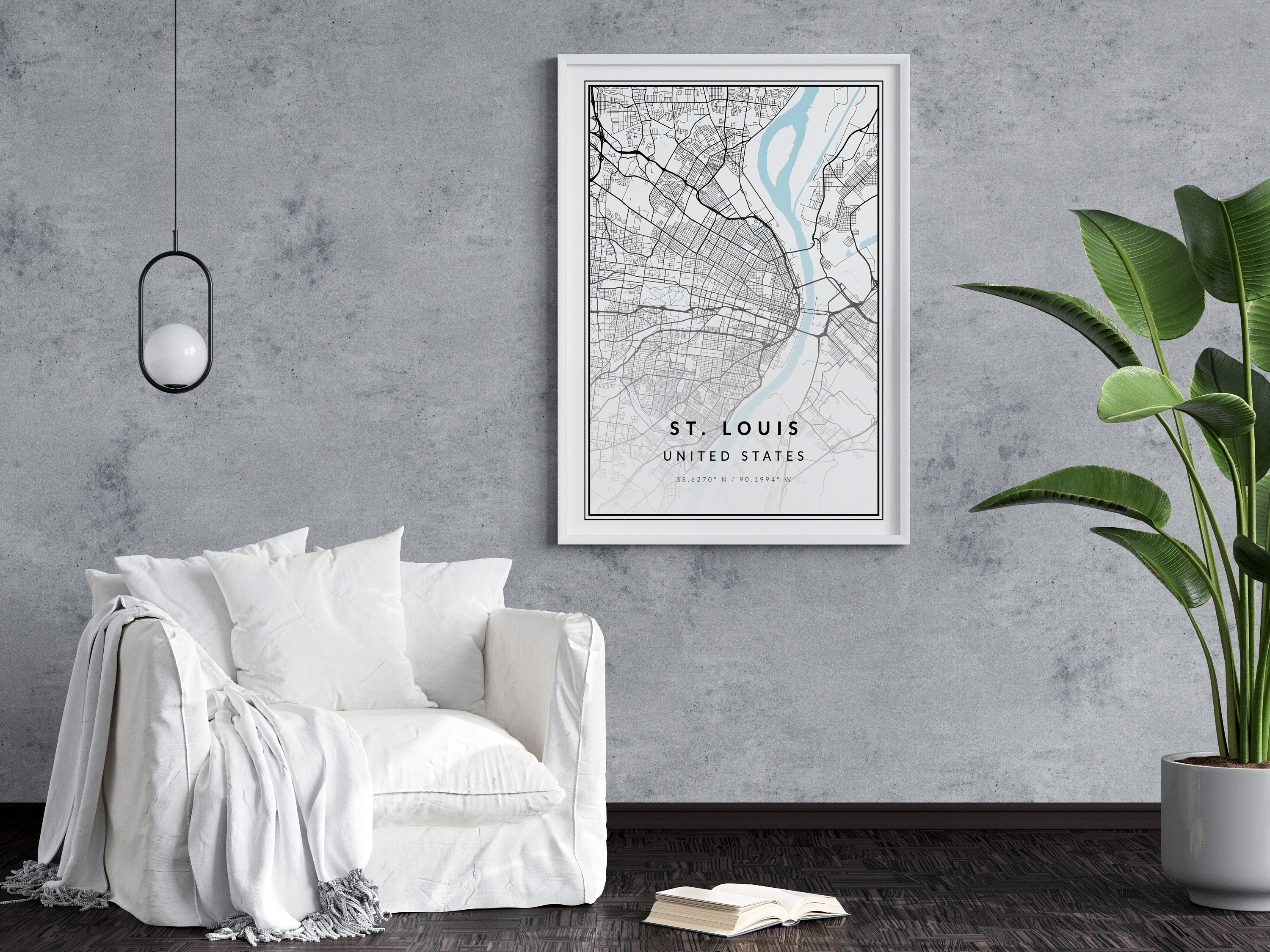 St. Louis City Map Print St. Louis Poster Wall Art Geographic Print ...