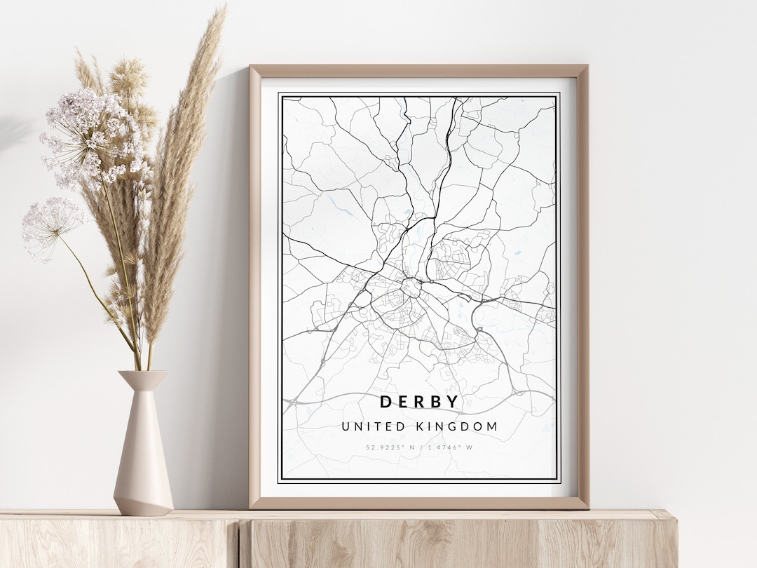 Derby City Map Print | Derby Poster | Wall Art | Geographic Print ...