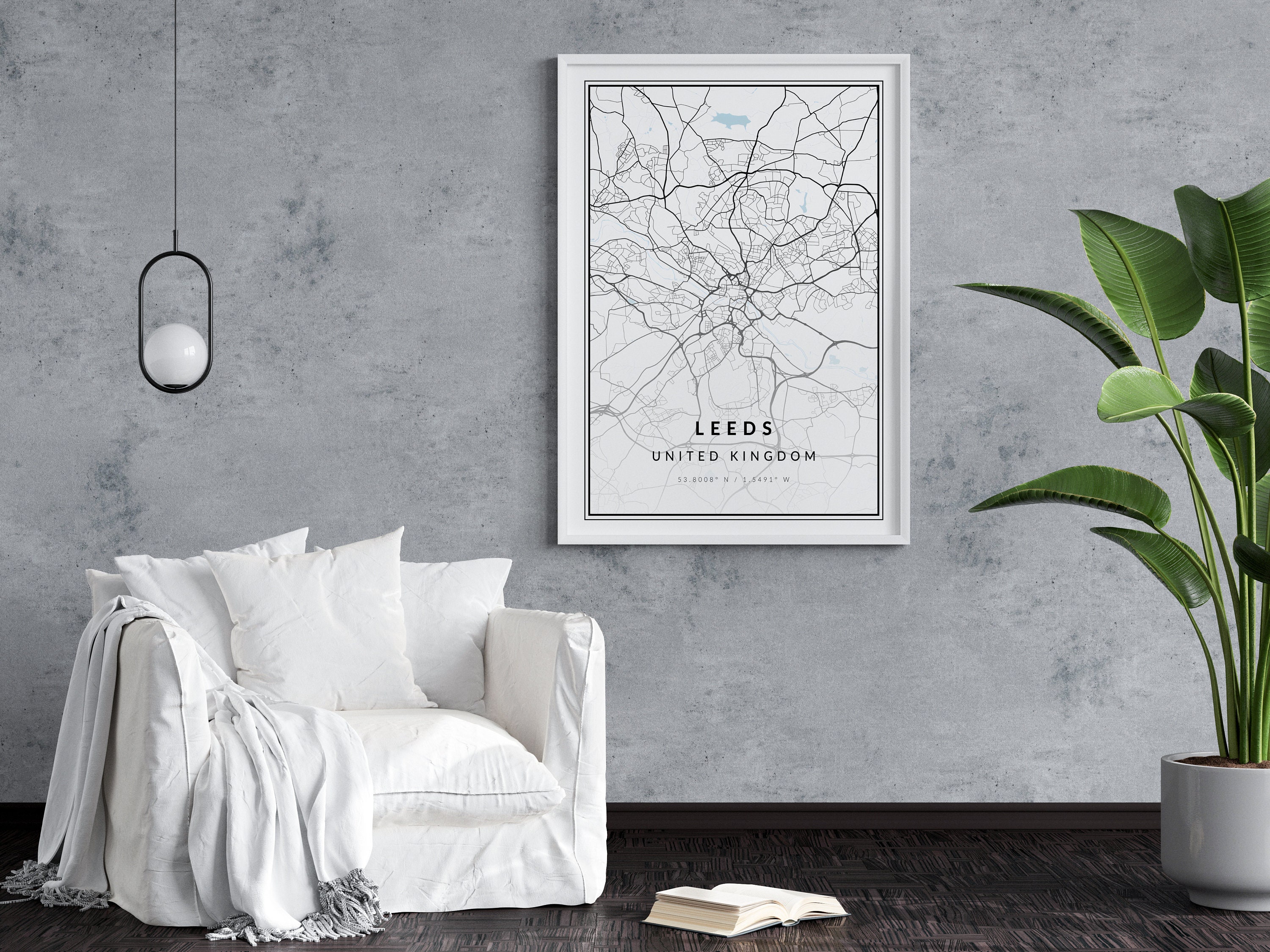 Leeds City Map Print Leeds Poster Wall Art Geographic Print Digital ...