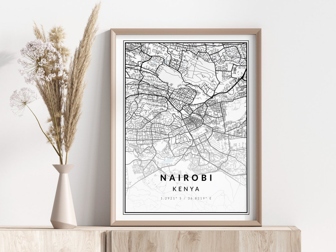 Nairobi City Map Print | Nairobi Poster | Wall Art | Geographic Print ...