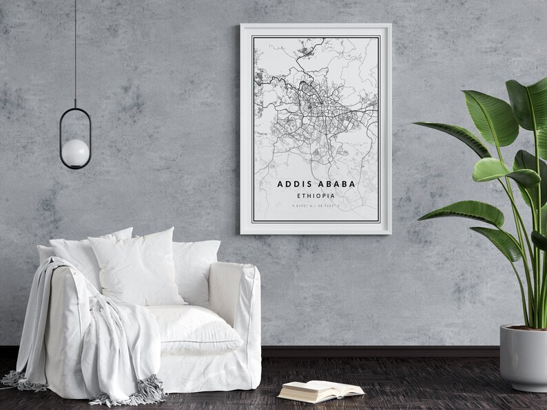 Addis Ababa Map Print | Addis Ababa Poster | Wall Art | Geographic ...