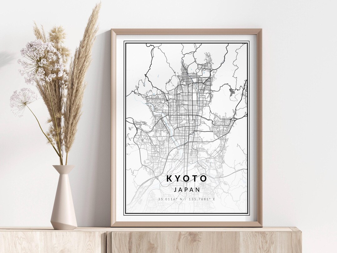 Kyoto City Map Art Print: Detailed Geographic Wall Art (digital ...