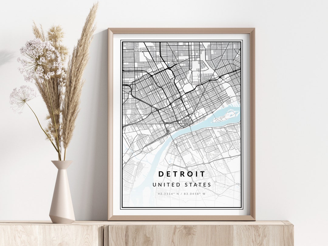 Detroit City Map Print | Detroit Poster | Wall Art | Geographic Print ...