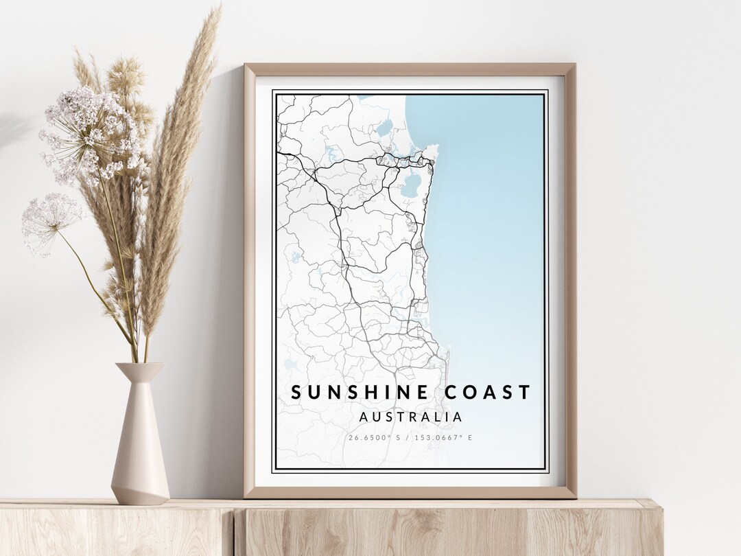 Sunshine Coast Map Print | Sunshine Coast Poster | Wall Art ...