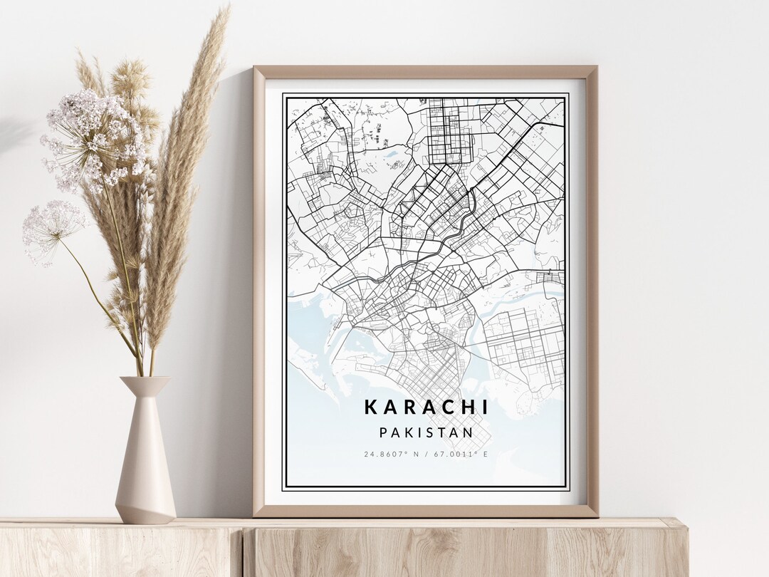 Karachi City Map Print | Karachi Poster | Wall Art | Geographic Print ...