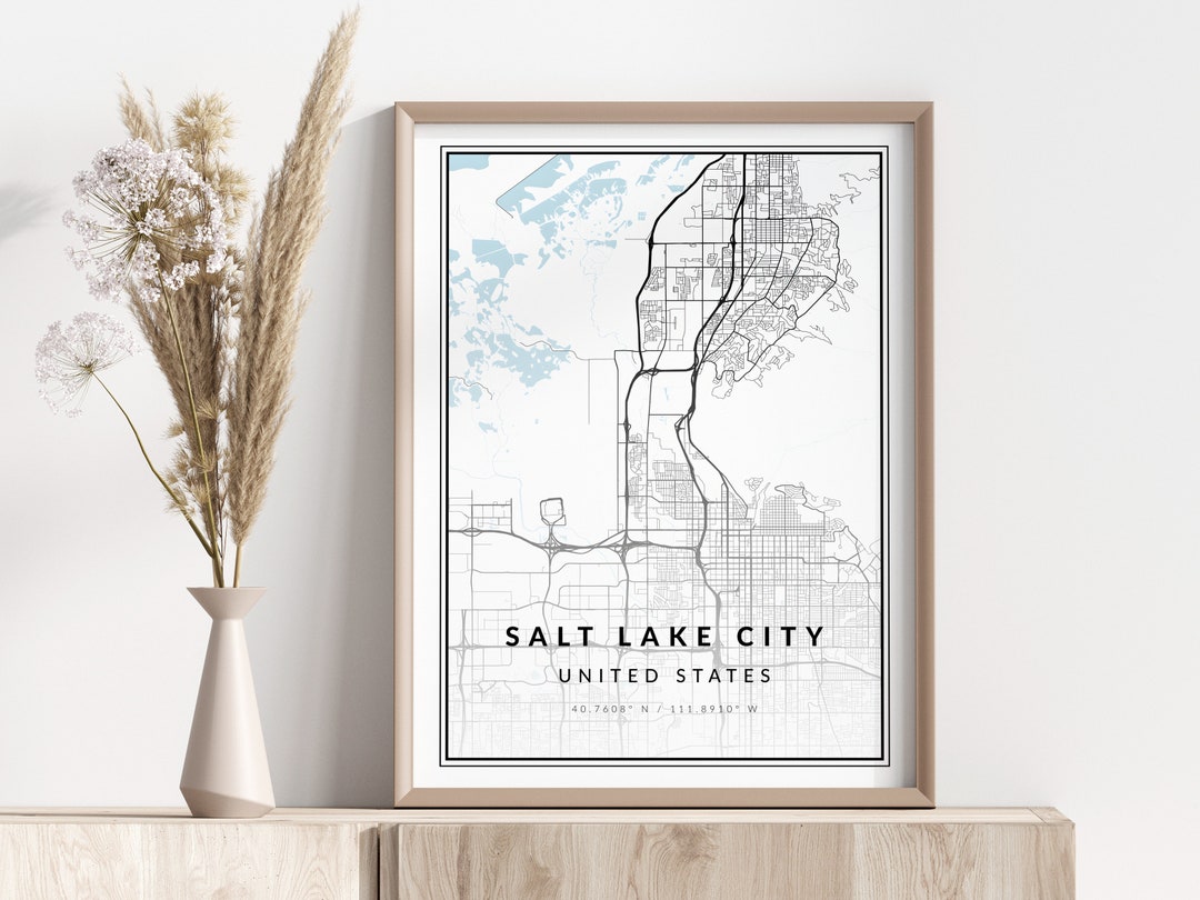 Salt Lake City Map Art Print: Modern Geographic Wall Decor (digital ...