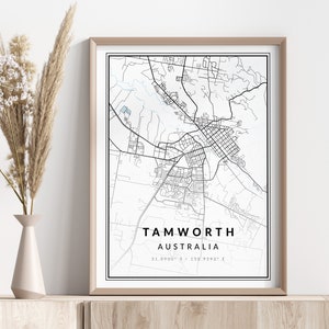 Tamworth City Map Print | Tamworth Poster | Wall Art | Geographic Print ...