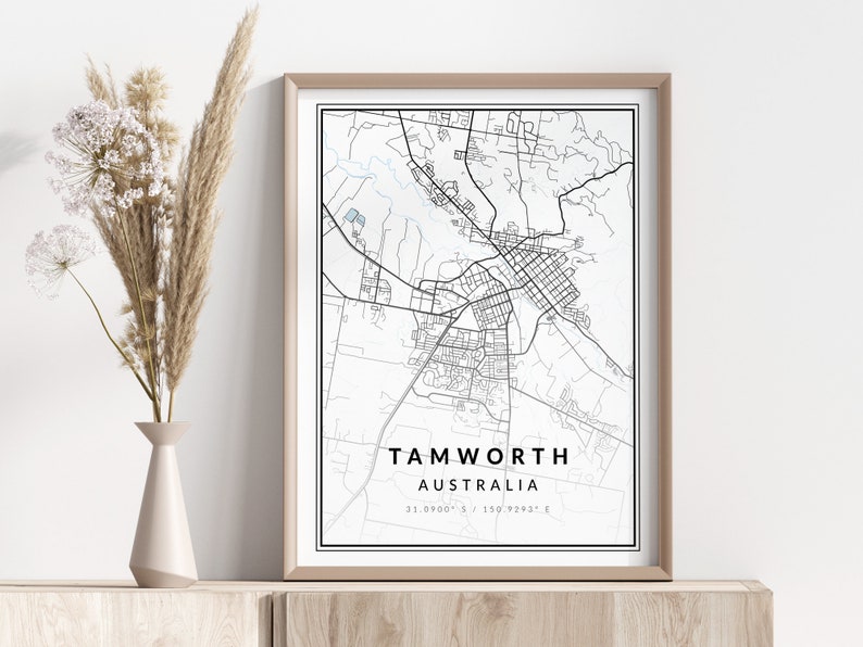 Tamworth City Map Print | Tamworth Poster | Wall Art | Geographic Print ...
