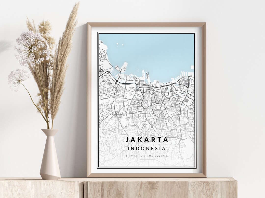 Jakarta City Map Print | Jakarta Poster | Wall Art | Geographic Print ...