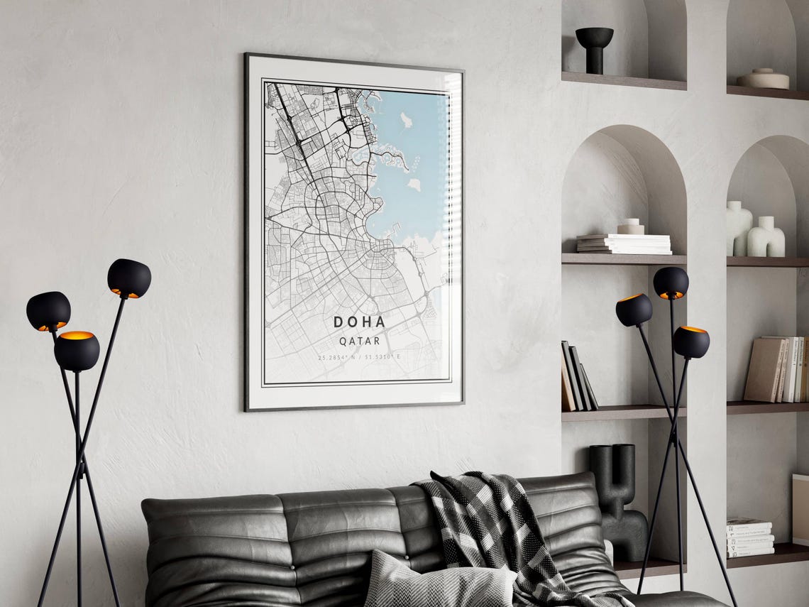 Doha City Map Print | Doha Poster | Wall Art | Geographic Print ...