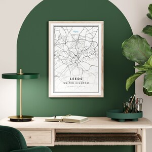 Leeds City Map Print Leeds Poster Wall Art Geographic Print Digital ...
