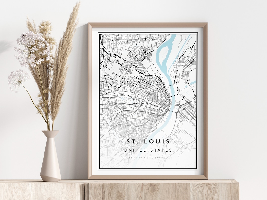 St. Louis City Map Print | St. Louis Poster | Wall Art | Geographic ...