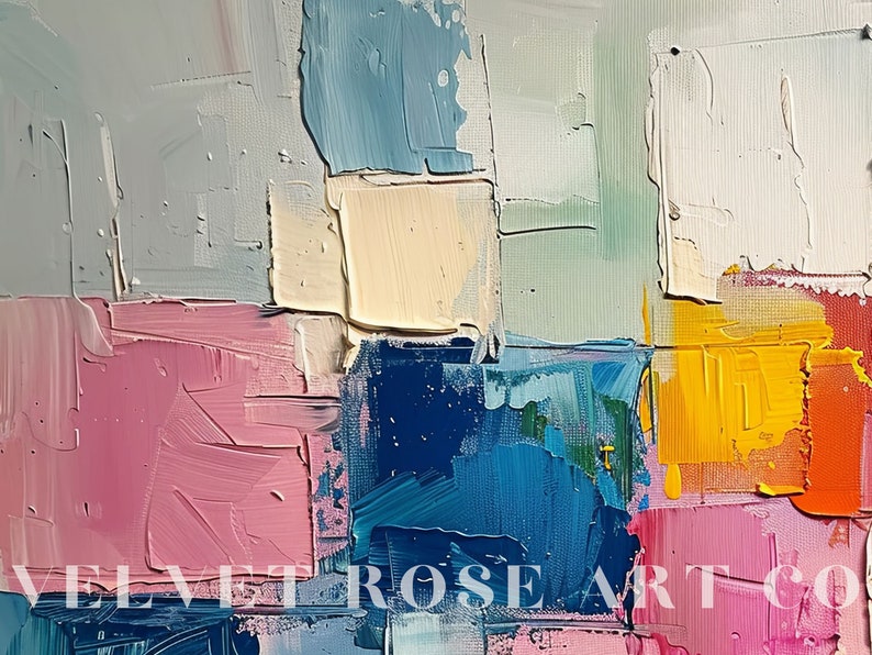 Abstract Pastel Frame TV Art, 3D Textured Oil Painting, Blush Pink ...