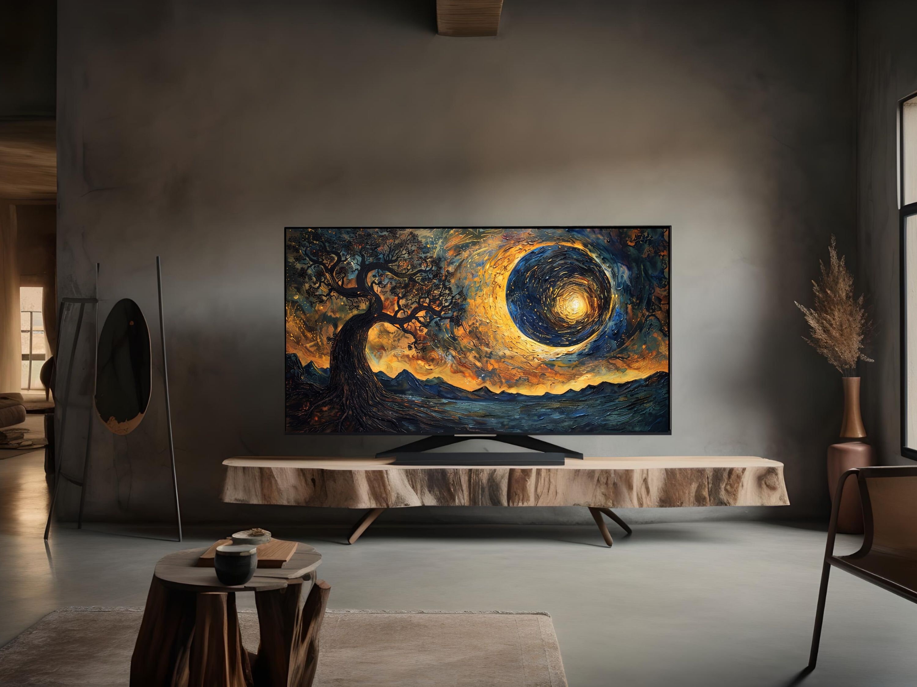 Eclipse 2024 Frame TV Art, April 8th Solar Eclipse, Swirly Oil Painting ...