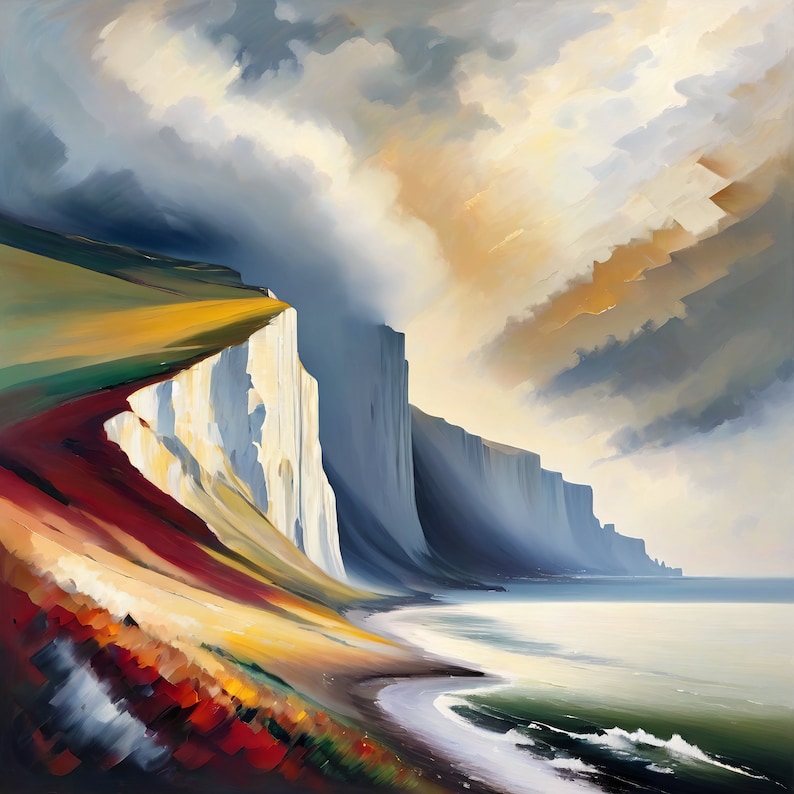 Original Painting of the White Cliffs of Dover, Abstract Landscape ...