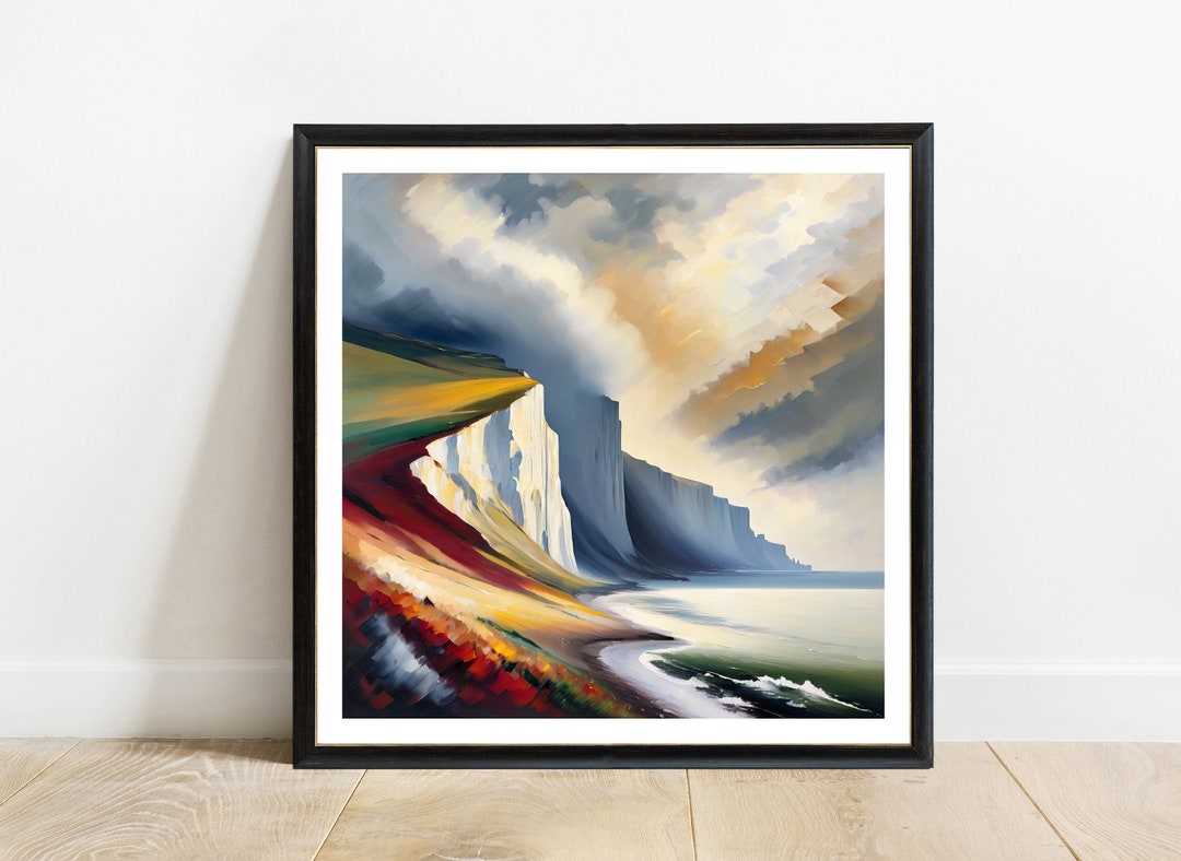 Original Painting of the White Cliffs of Dover, Abstract Landscape ...