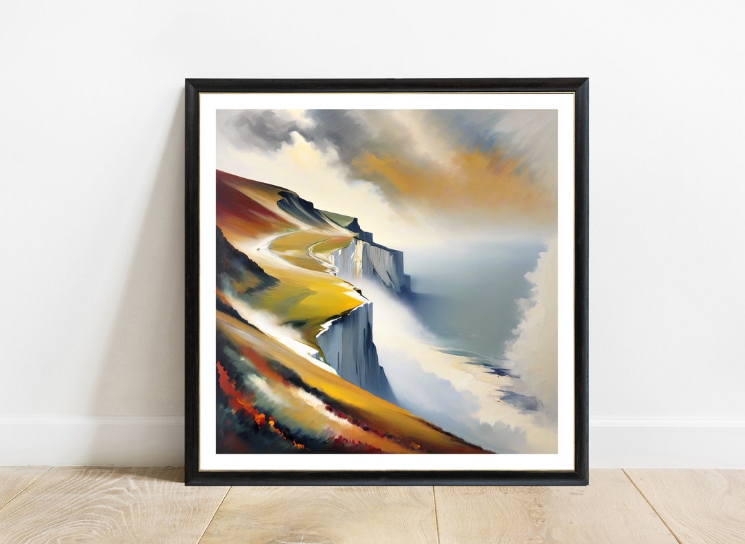 Original Painting of the White Cliffs of Dover, Abstract Landscape ...