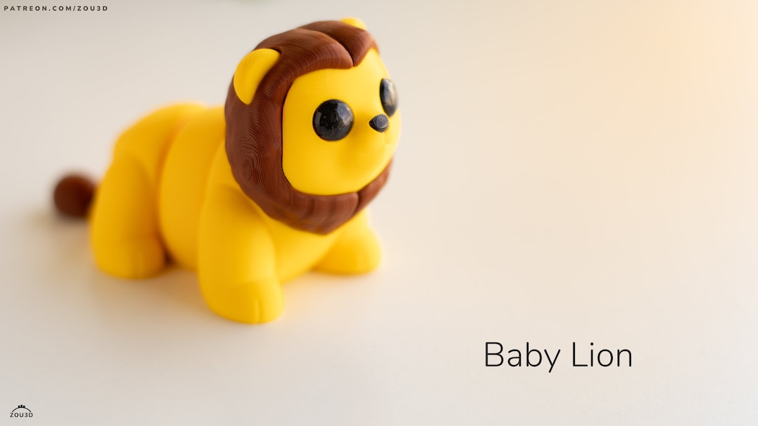 Baby Lion, 3D Printed Articulated Flexible Fidget Toy/keyring Sensory ...