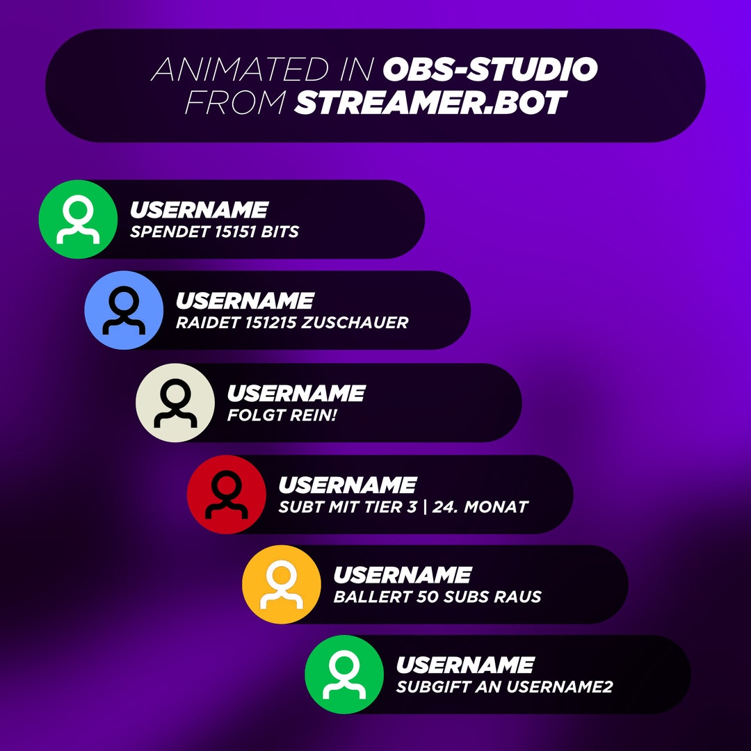 Animated Twitch Alert Scene Widget | Streamer.bot / OBS Studio | 10 ...