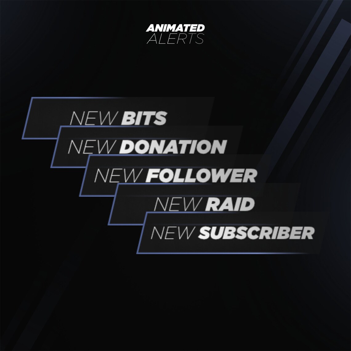 Animated Blue Black Streaming Overlay Pack | 5 Overlays, Webcam Frame ...
