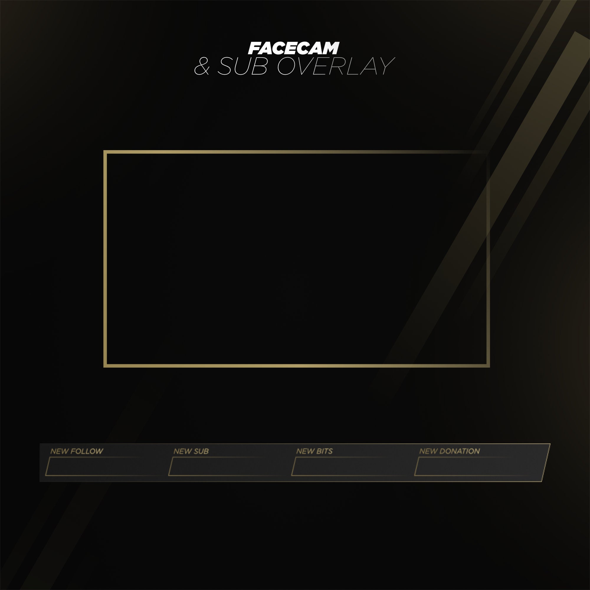 Animated Gold Black Streaming Overlay Pack | 5 Overlays, Webcam Frames ...