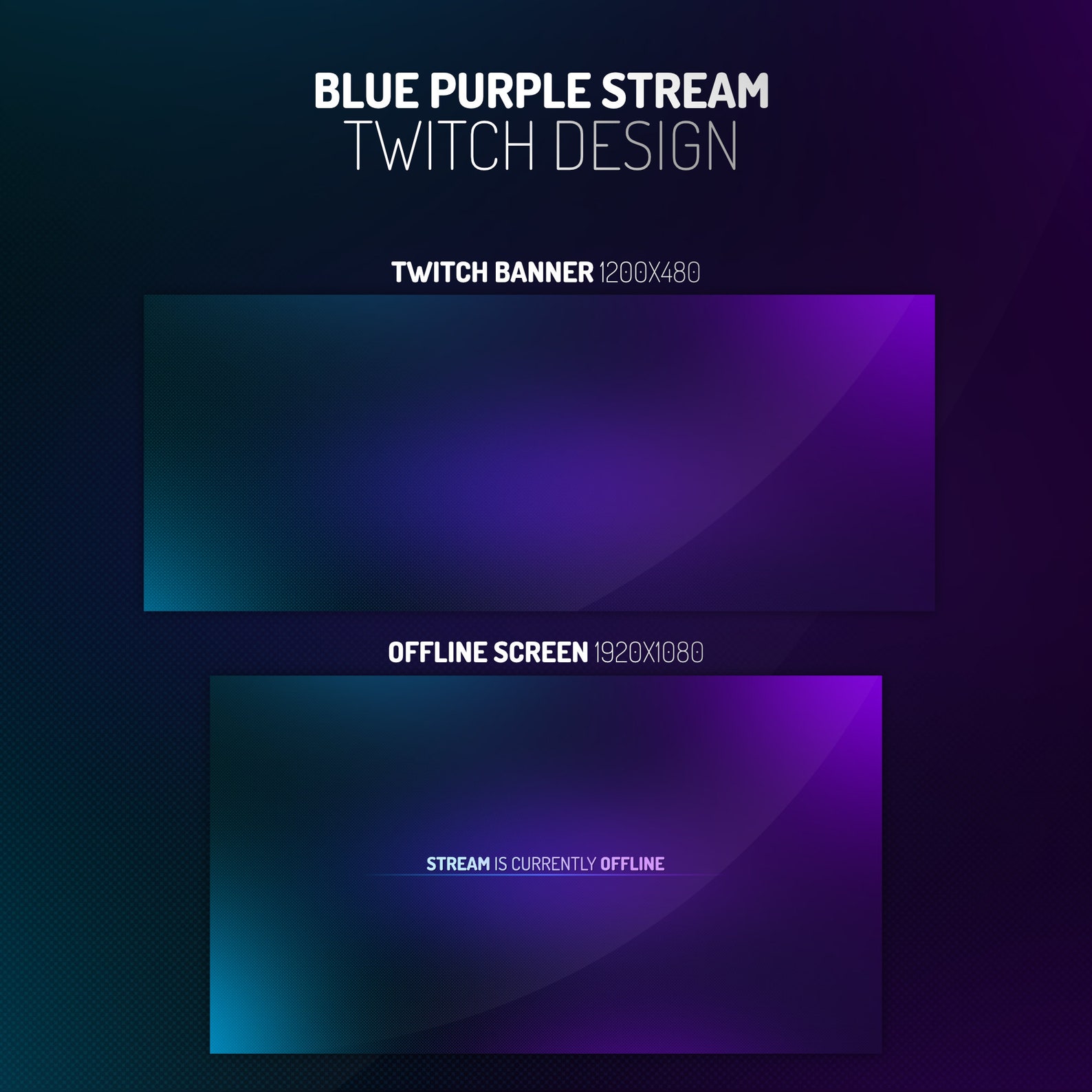 4K Blue Purple Streaming Overlay Package | 5 Overlays, Webcam Overlay ...