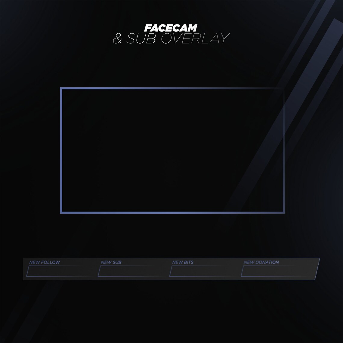 Animated Blue Black Streaming Overlay Pack | 5 Overlays, Webcam Frame ...