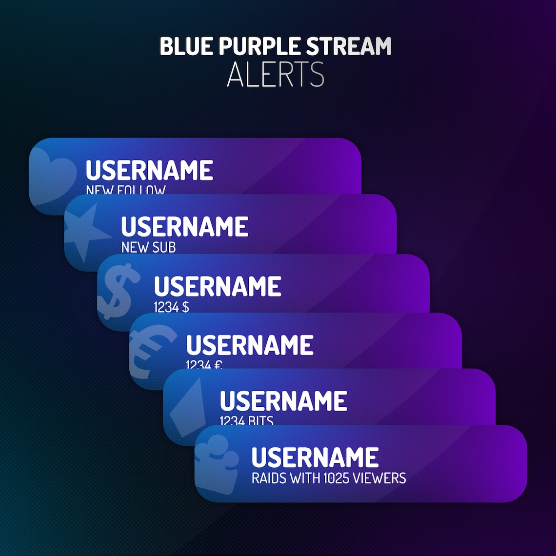 4K Blue Purple Streaming Overlay Package | 5 Overlays, Webcam Overlay ...
