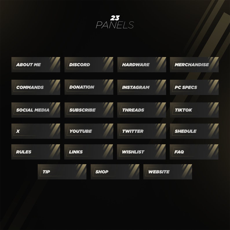 Gold Black Streaming Overlay Package | 5 Overlays, Webcam Frames, 23 ...