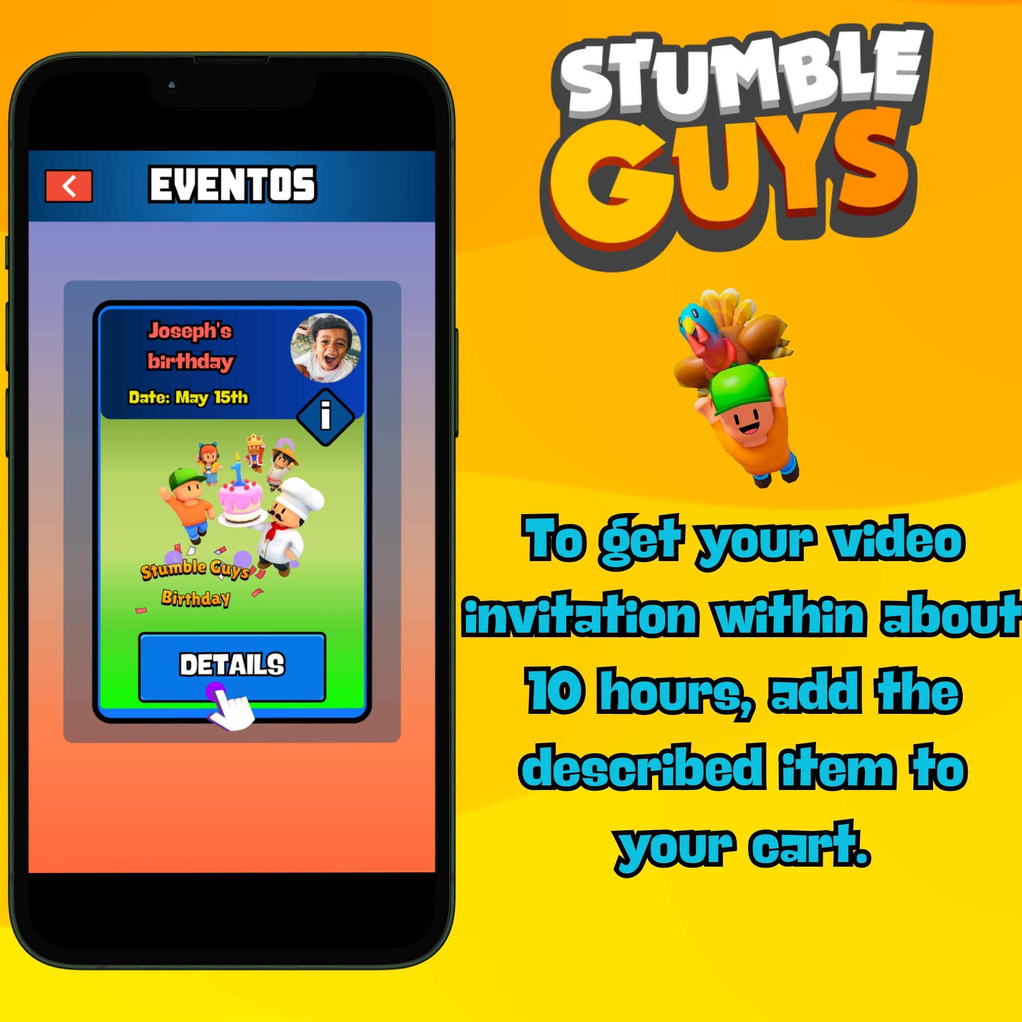 Stumble Guys Birthday Video Invitation: Let's Party! - Etsy