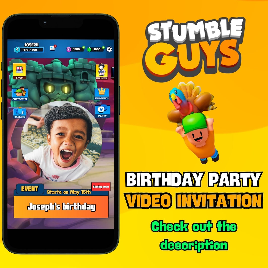 Stumble Guys Birthday Video Invitation: Let's Party! - Etsy