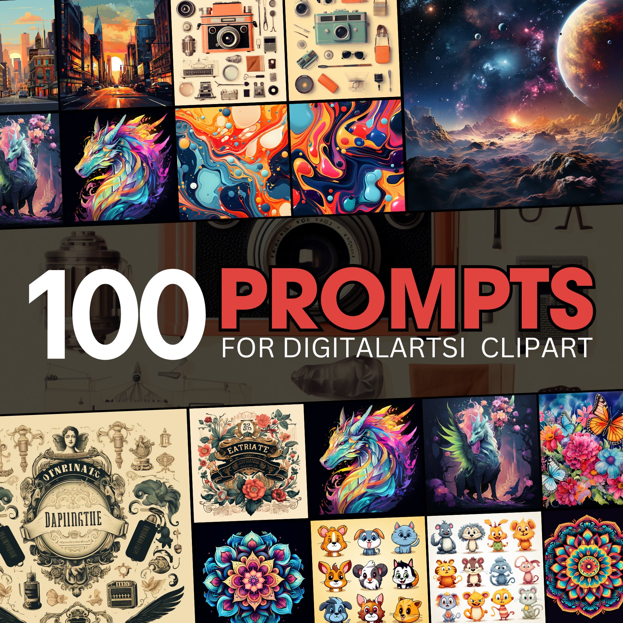 100 Prompts Digital Art Clipart, Watercolor Beautiful Digitalartsi ...