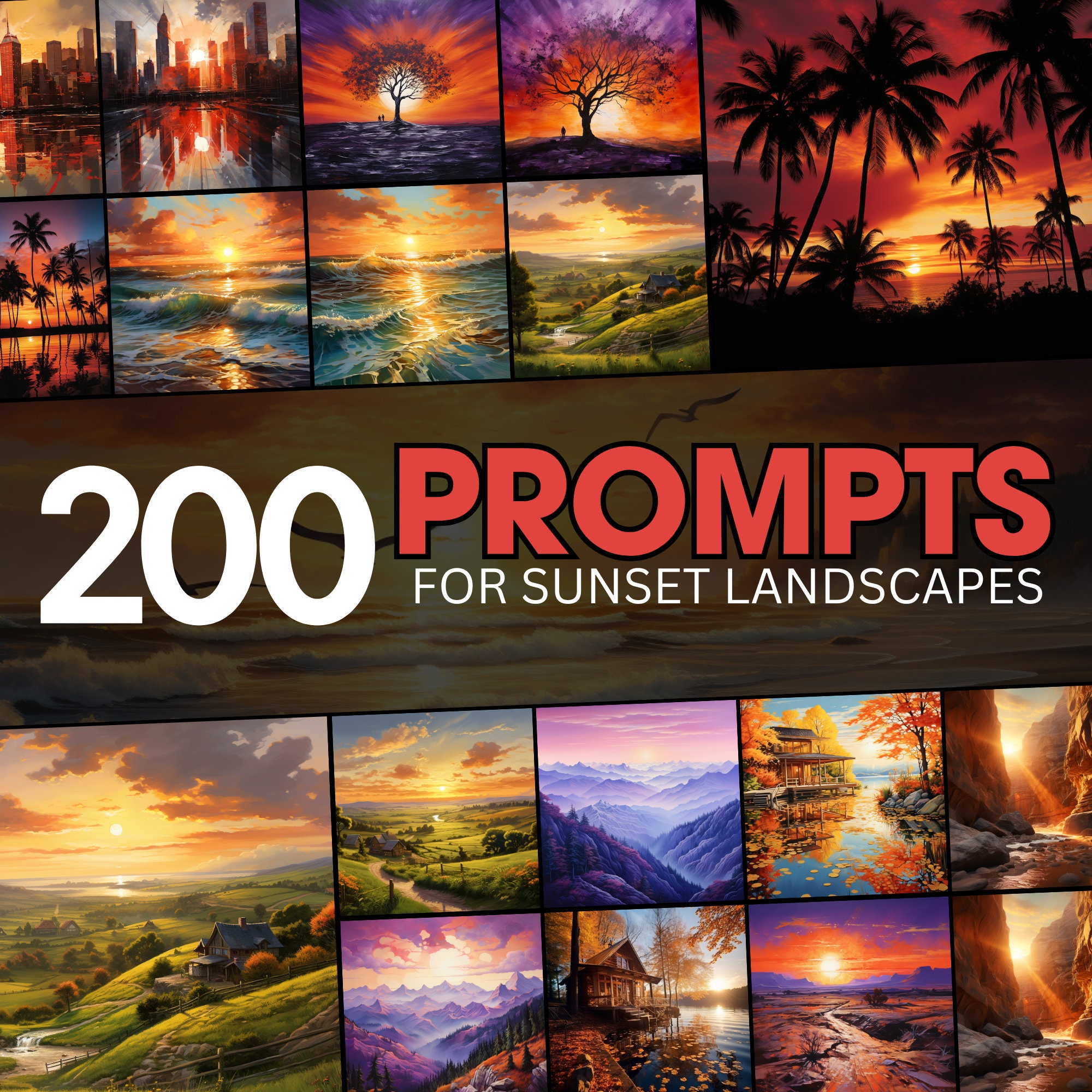 200 Prompts Landscape, Sunset Landscape Design, Ai Generated Design ...