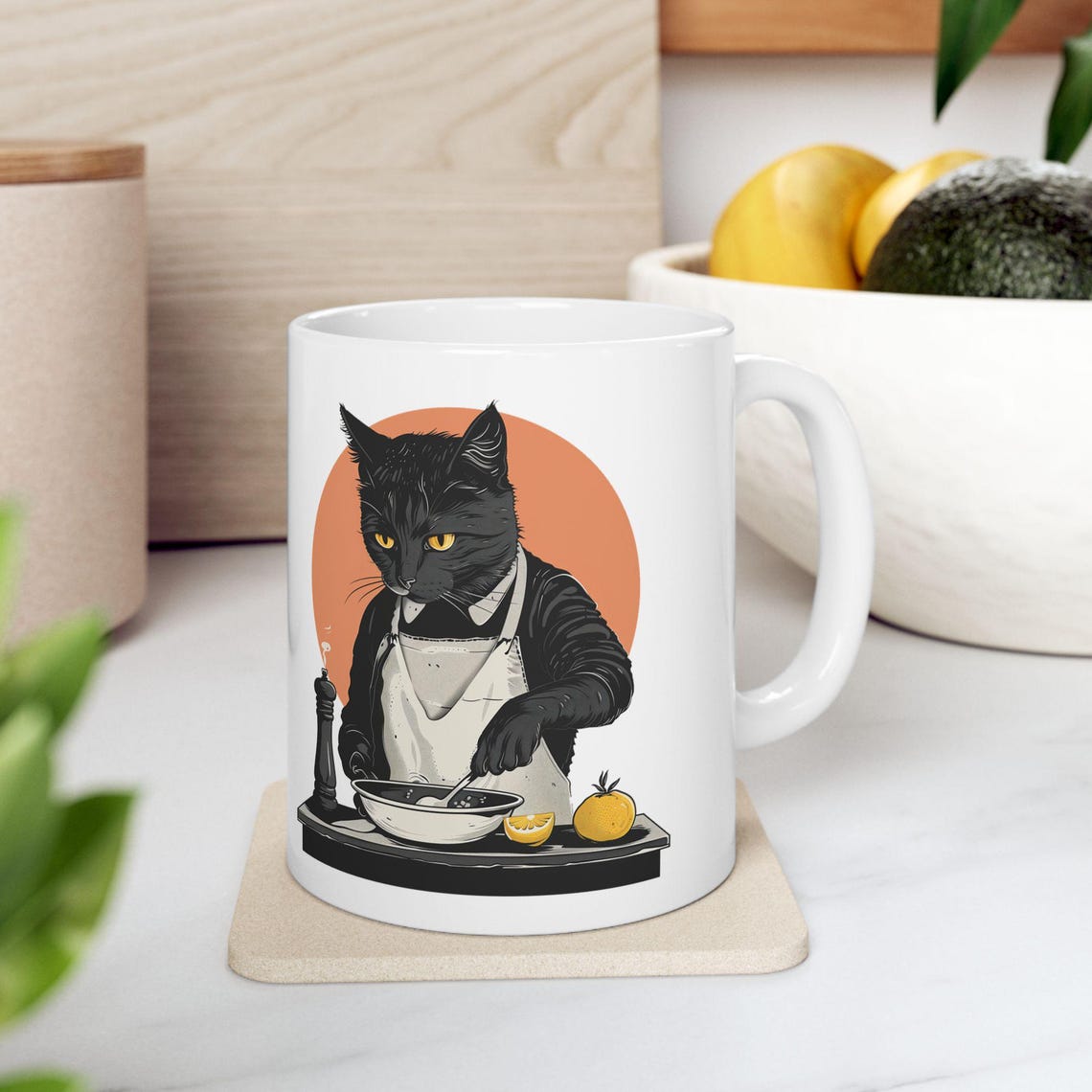 Chef Cat Mug - Exclusive Design - Cat Cooking Mug - Cat Illustration ...