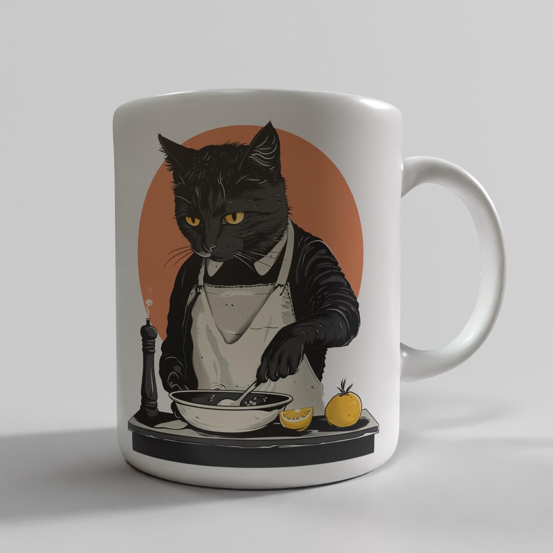 Chef Cat Mug - Exclusive Design - Cat Cooking Mug - Cat Illustration ...
