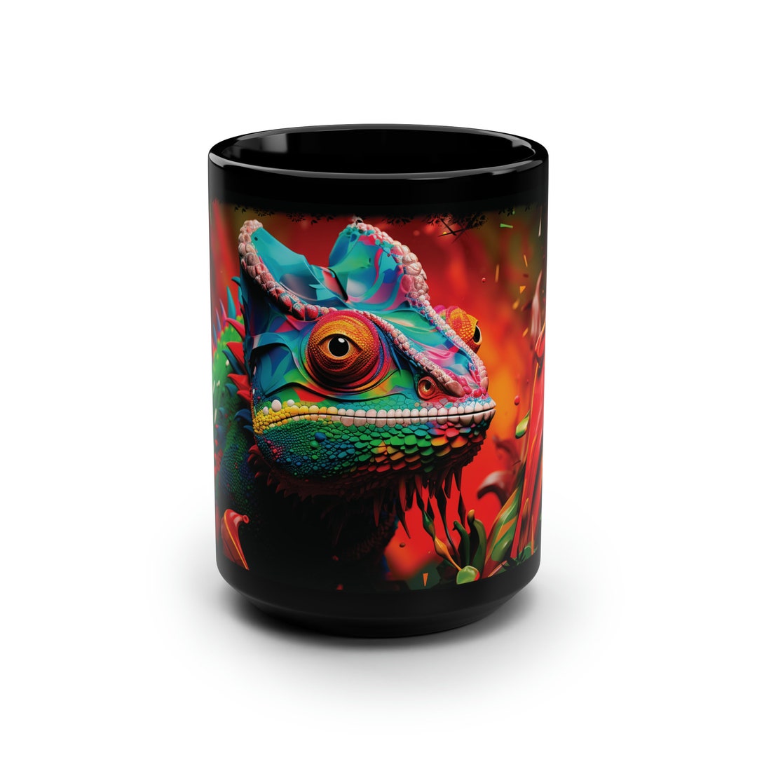 Creative Cup With a Psychedelic Chameleon. Its Shifting Colors ...