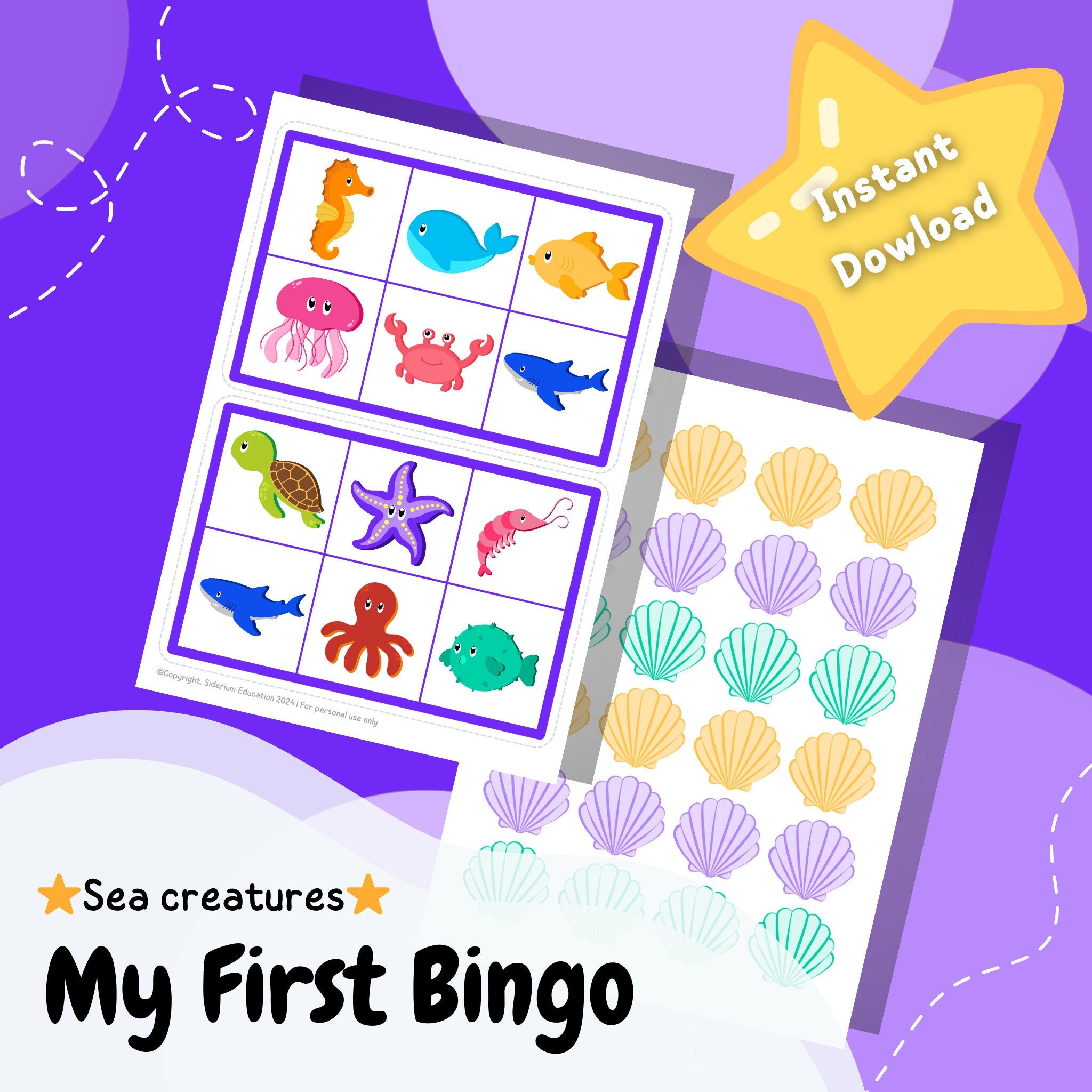 Sea Animals Bingo for Kids Kindergarten Teacher Resources Ocean Theme ...