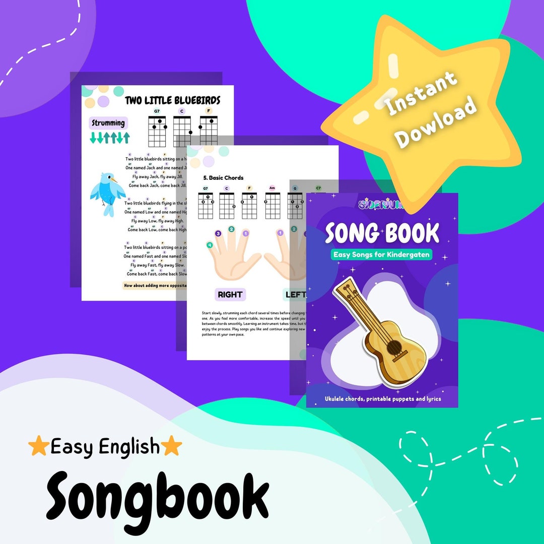 Songbook Kindergarten Songs With Lyrics Easy Ukulele Chords for ...