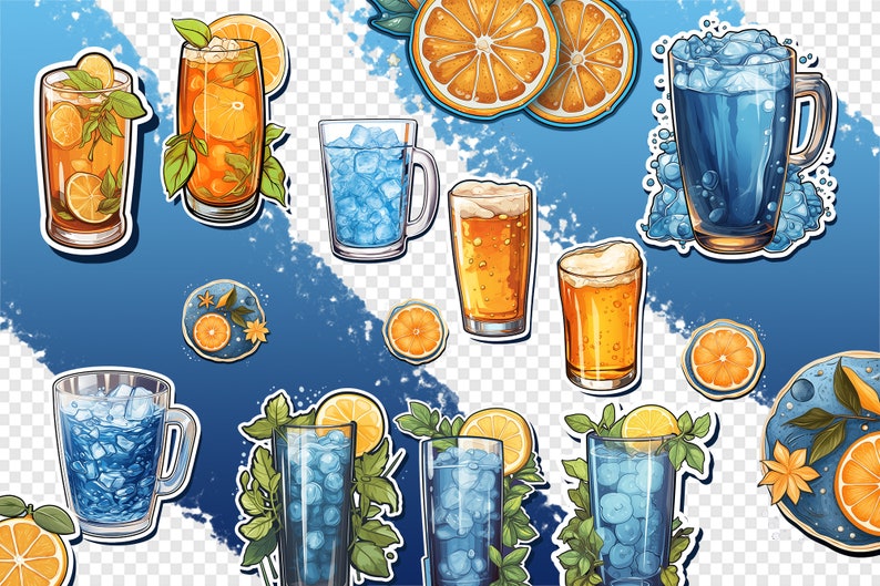 20 PNG Beer Stickers Set Printable Beer Glass Designs, Cricut ...