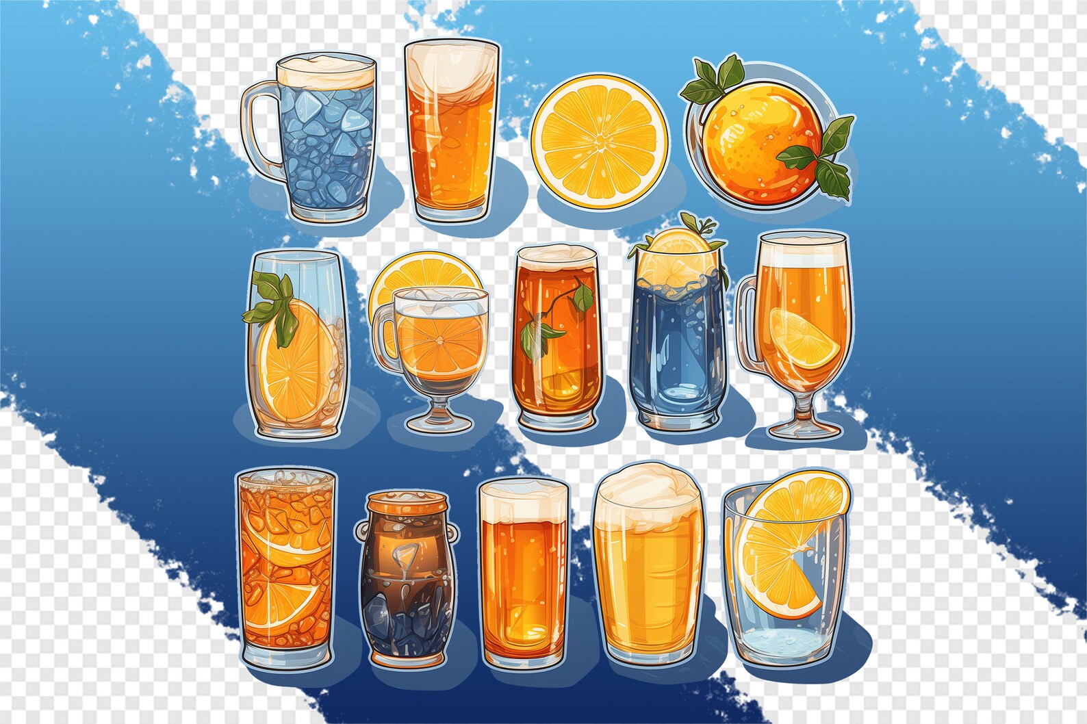 20 PNG Beer Stickers Set Printable Beer Glass Designs, Cricut ...