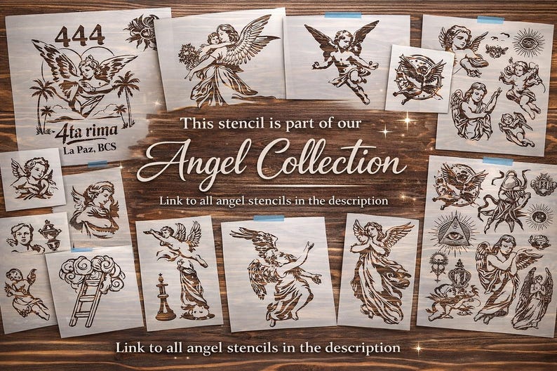 Angel Stencil, Guardian Angel Wall Stencil, Religious Decor Stencil ...