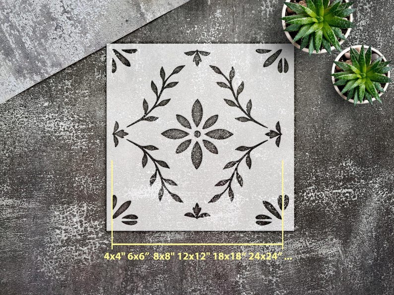 Floral Tile Stencil: Elegant Leaf Design for DIY Decor - Etsy
