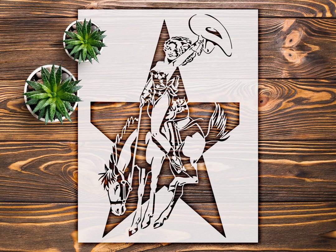 Cowgirl Horse Stencil, Reusable Western Rodeo Art - Etsy