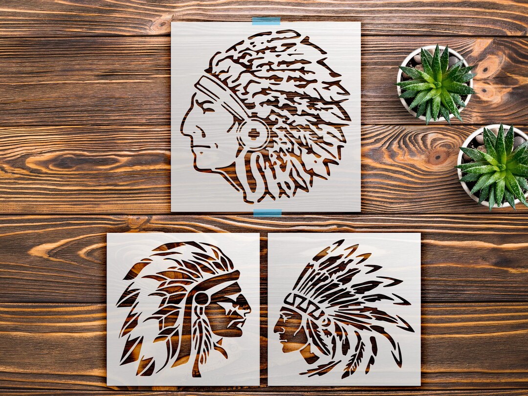 Native American Chief Stencil, Reusable Mylar Tribal Design - Etsy