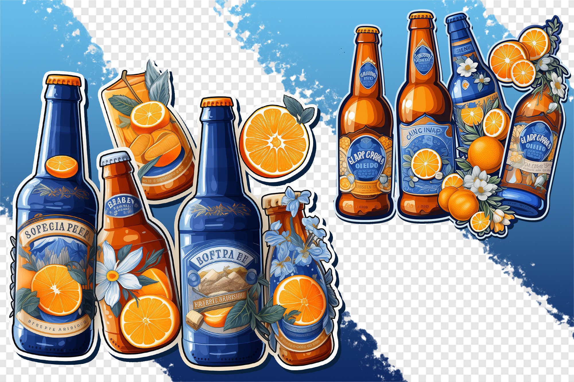 20 PNG Beer Stickers Set Printable Beer Glass Designs, Cricut ...