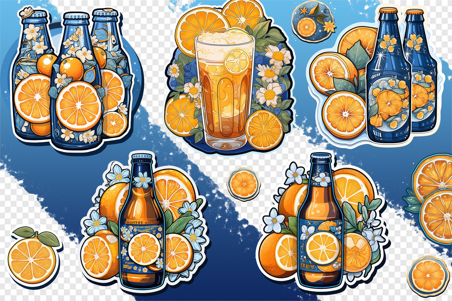 20 PNG Beer Stickers Set Printable Beer Glass Designs, Cricut ...