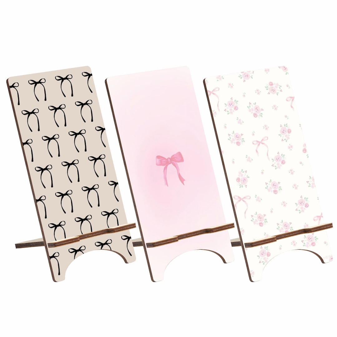 Cute Bow Wood Phone Stand, Pink Bow Holder for iPhone 14 13 12 11 Pro ...