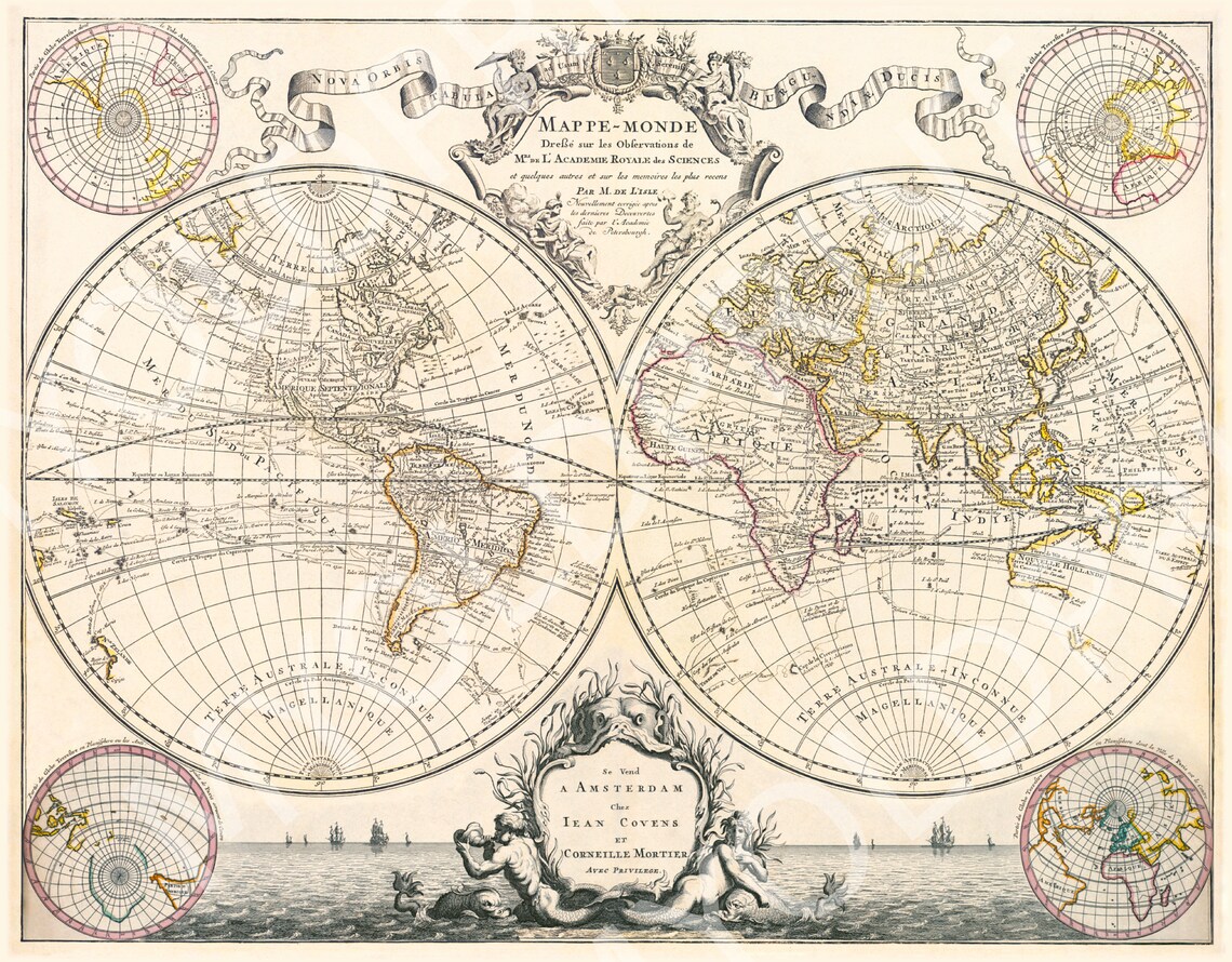 Old World Map (1720) | Museum Quality Matte Paper | Vintage Interior ...