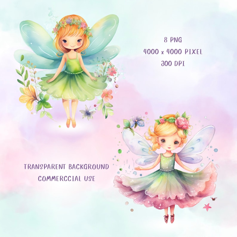Fairy Garden Watercolor Clipart - Etsy